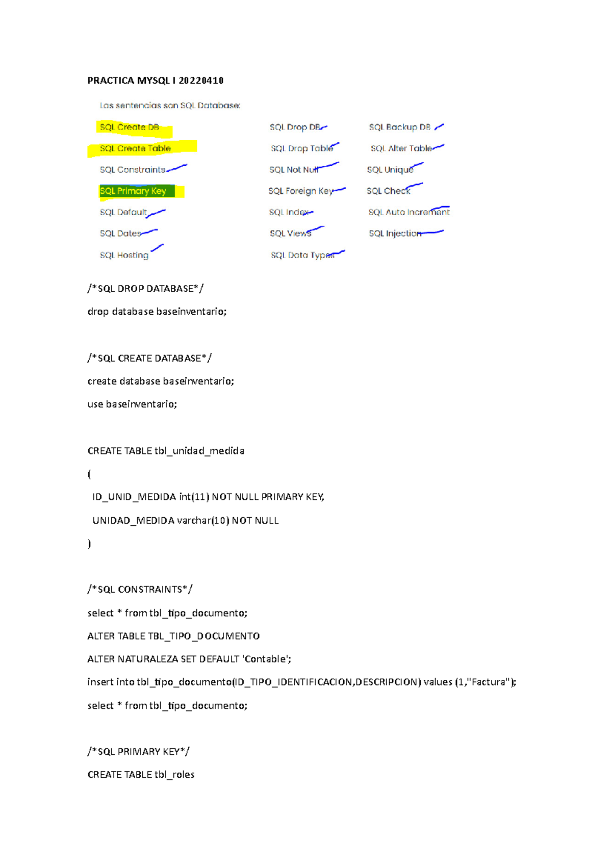 Practica Mysql I 20220410 PRACTICA MYSQL I 20220410 - PRACTICA MYSQL I ...