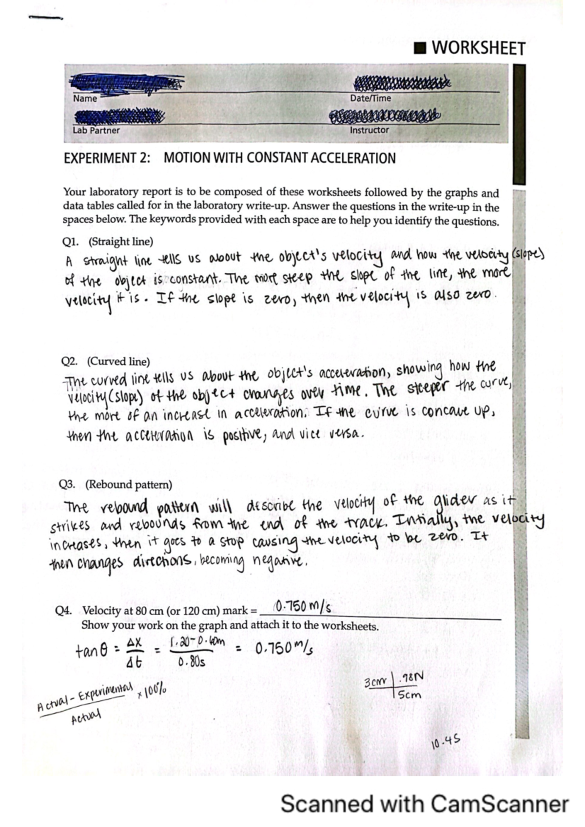 Physics Lab 2: Motion with Constant Acceleration - PHYS 1111L - Studocu