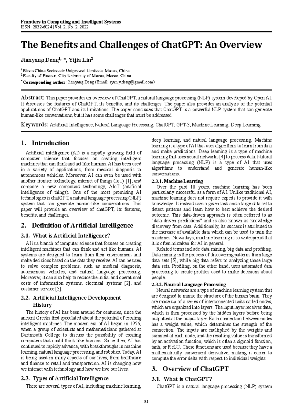 The Benefits and Challenges of Chat GPT An Overview - Frontiers in ...