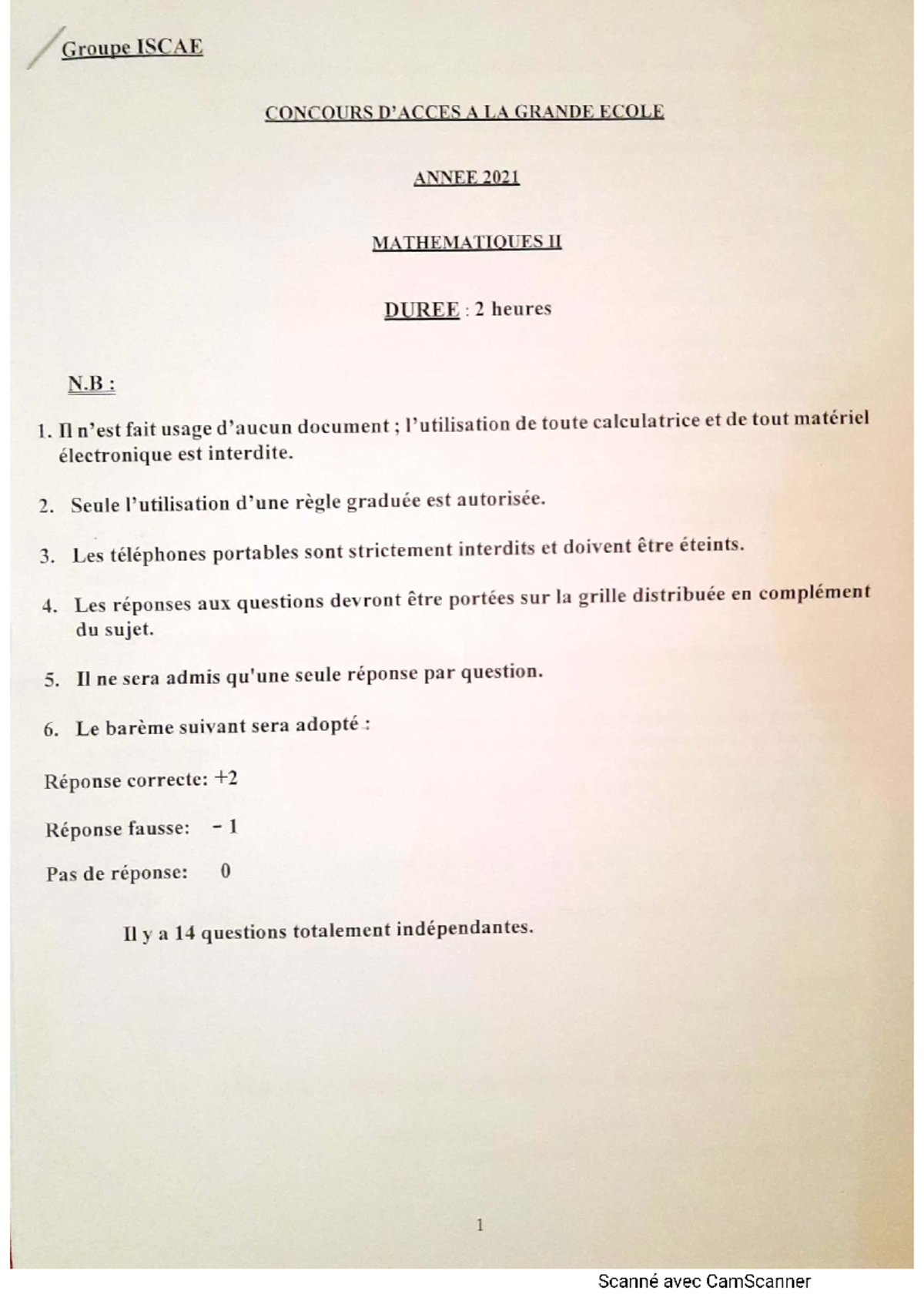 Annales iscae 2021 (ECS) - managment - Studocu