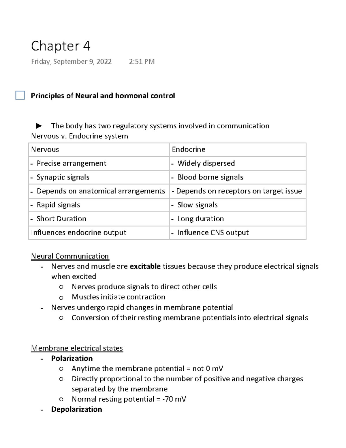 BIO 270 Chapter 4 - Principles of Neural and hormonal control ¿ The ...