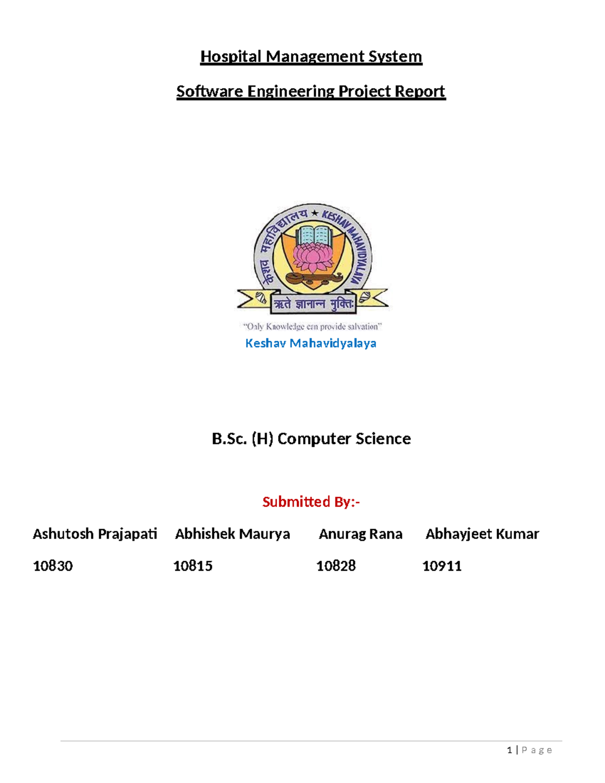 Software engineering - Hospital Management System Software Engineering ...