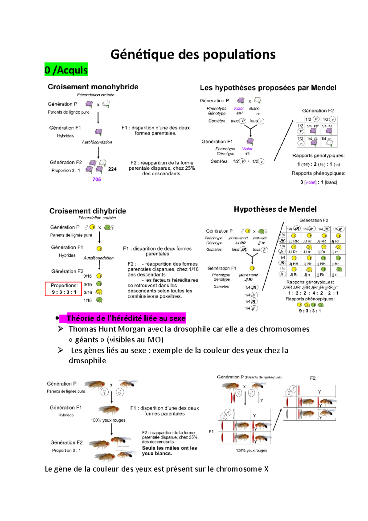 Cours génétique des populations - Génétique des populations 0 /Acquis ...