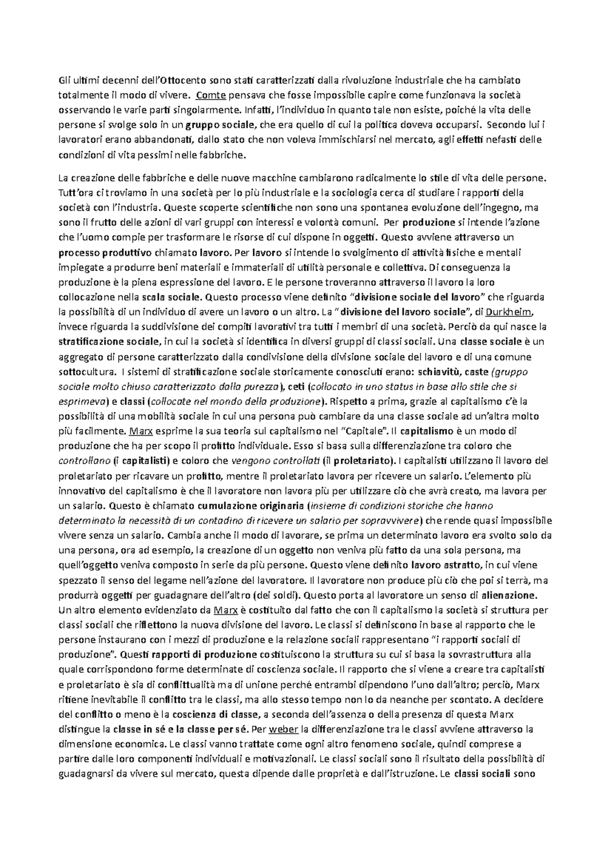 Capitolo 6 sociologia produzione, lavoro, classi sociali - Gli ultimi ...