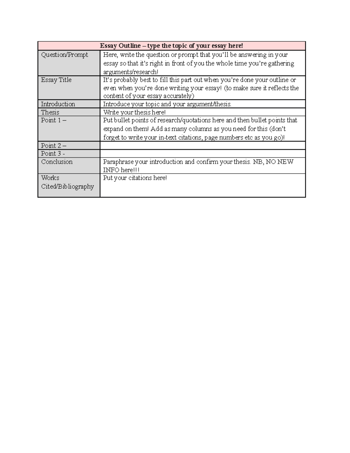 Essay Outline Template - Essay Outline – type the topic of your essay ...