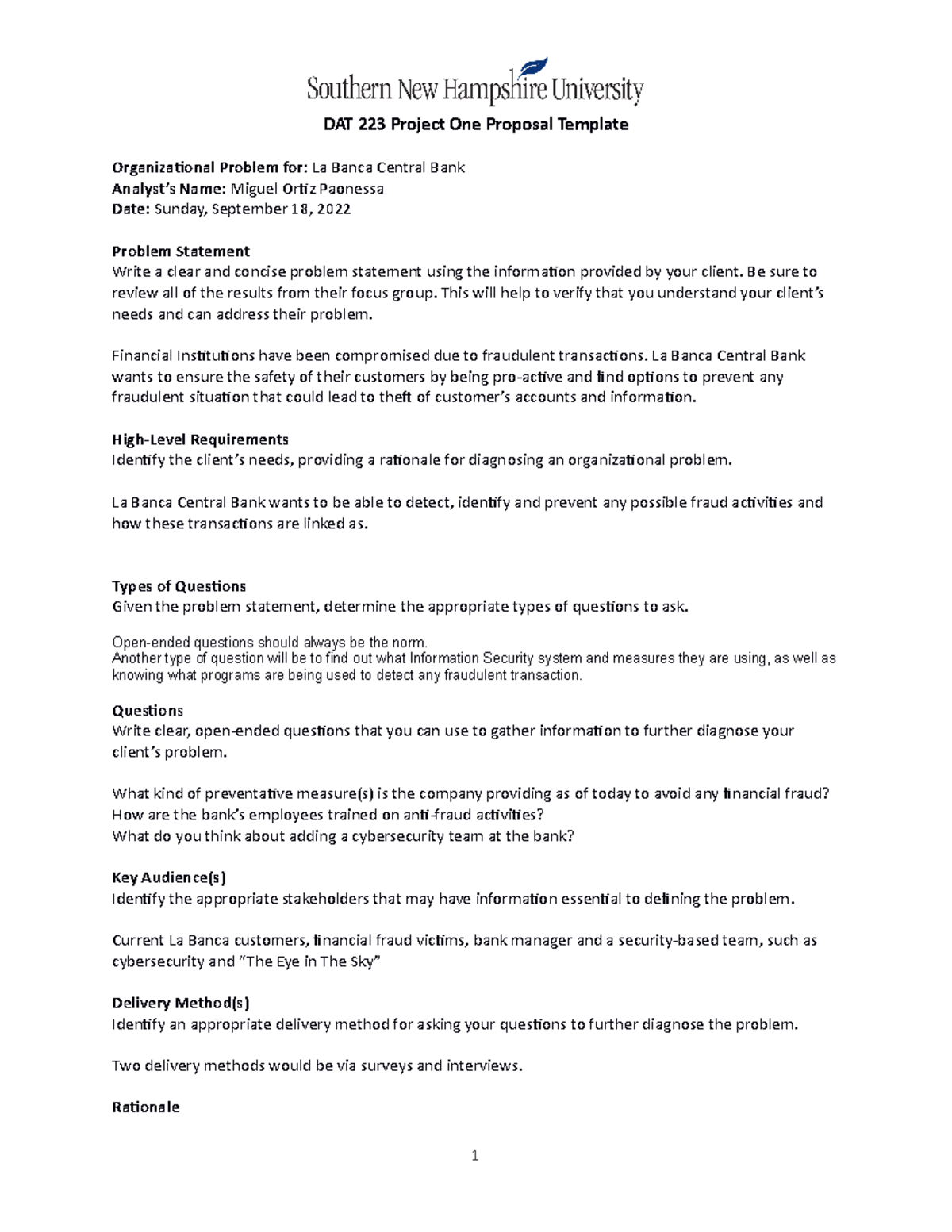 DAT 223 Project One Proposal - Be sure to review all of the results ...