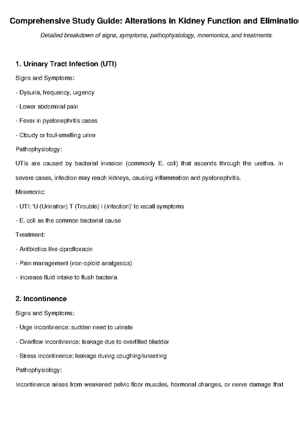 Renal study guide - nursing - Comprehensive Study Guide: Alterations in ...