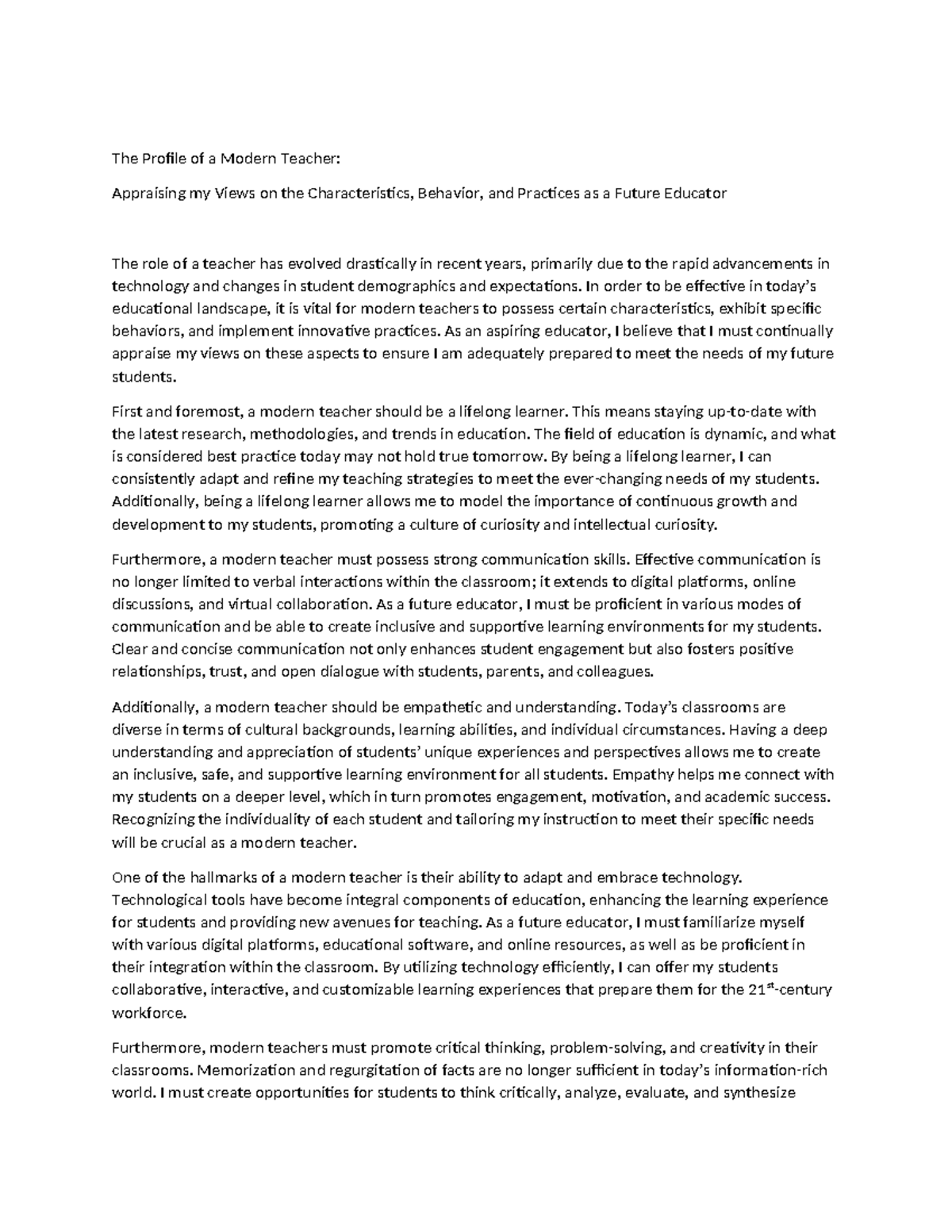 TTLE - The Profile of a Modern Teacher - The Profile of a Modern ...