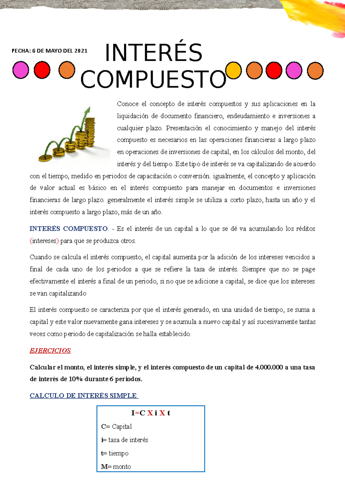 Apuntes - copia - Lecture notes interes compuesto - Conoce el concepto ...
