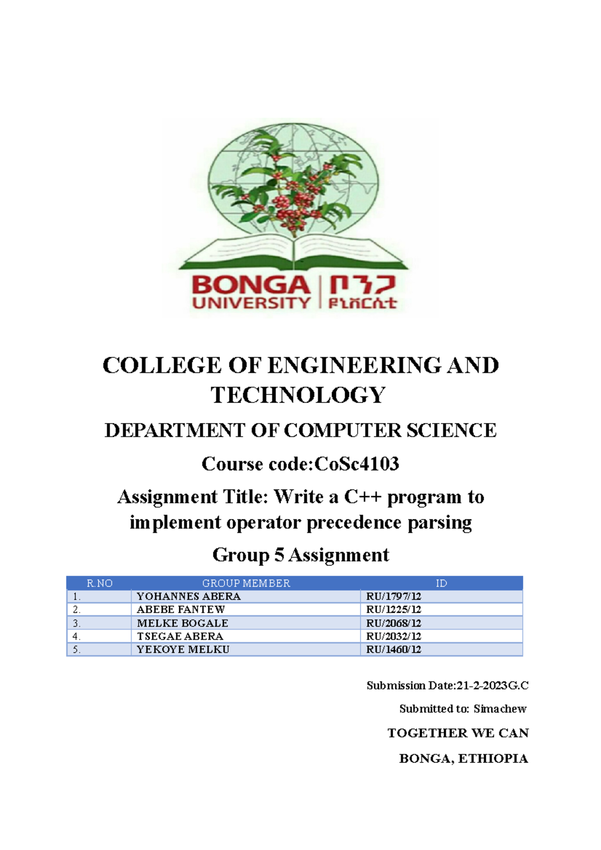 Compiler Design Assignment - COLLEGE OF ENGINEERING AND TECHNOLOGY ... Compiler Design Assignment - COLLEGE OF ENGINEERING AND TECHNOLOGY ...