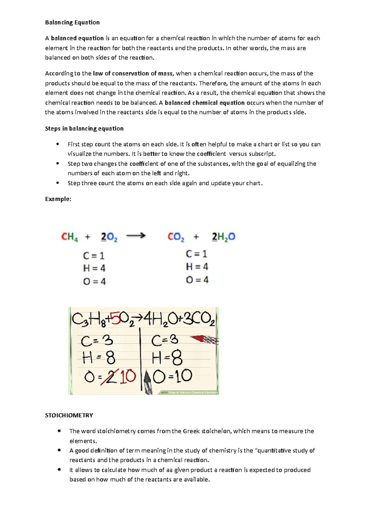 Balancing equation and stoichiometry adge 111 - Balancing Equation A ...