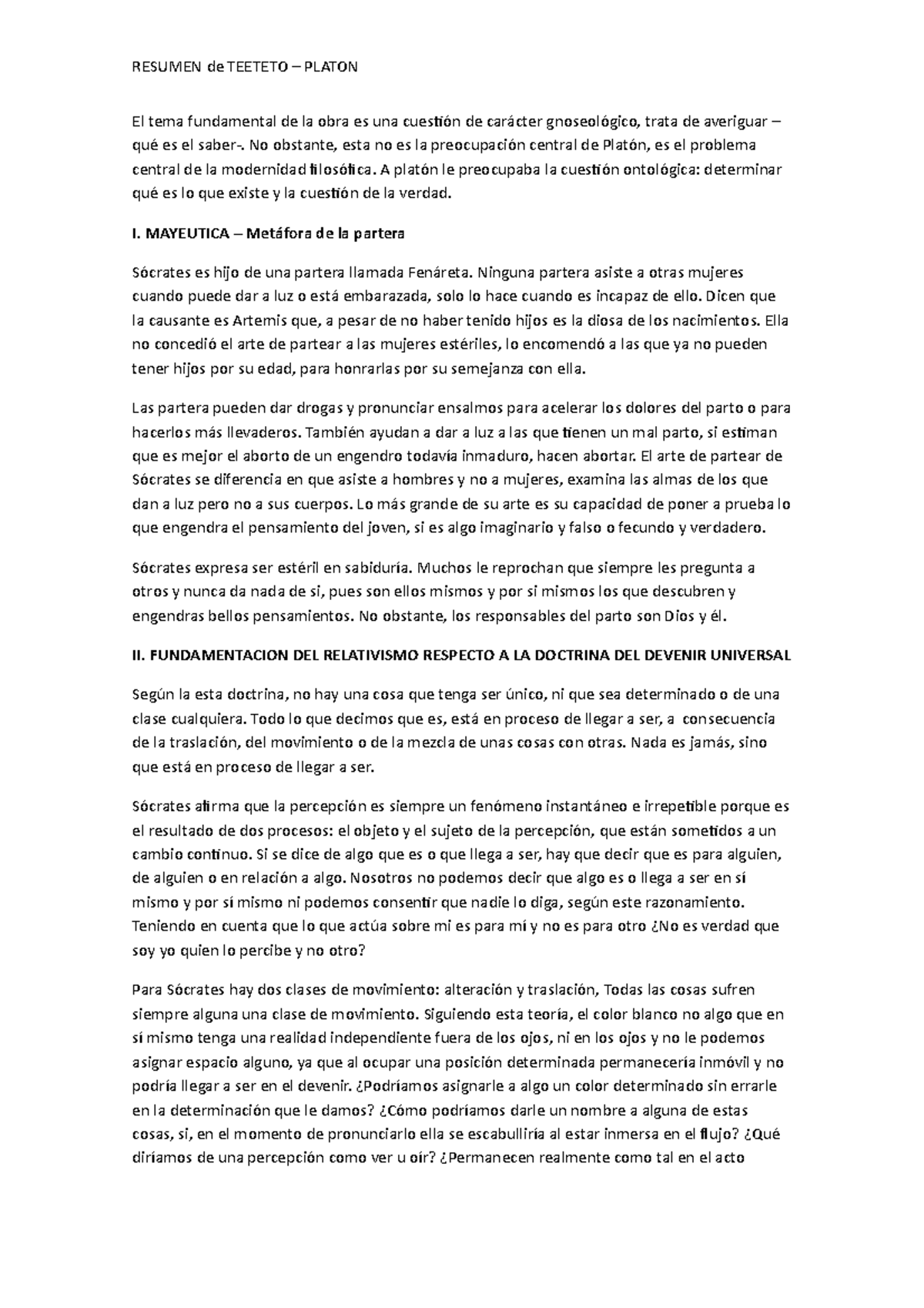 Resumen Platon - Ideas principales de la obra Teeteto de Platón ...