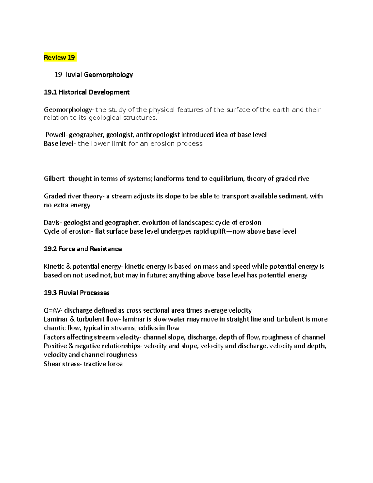 Review 19 exam 3 lecture notes physical geography - Review 19 19 luvial ...