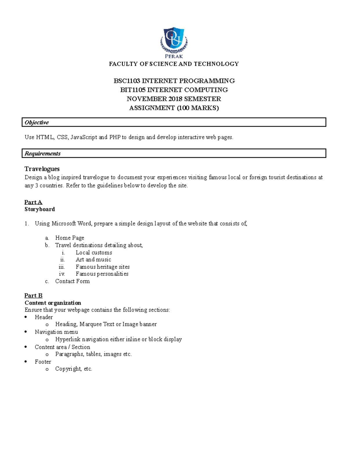 Assignment Bsc1103 Bit1105 Ipic Faculty Of Science And Technology Bsc1103 Internet Programming 