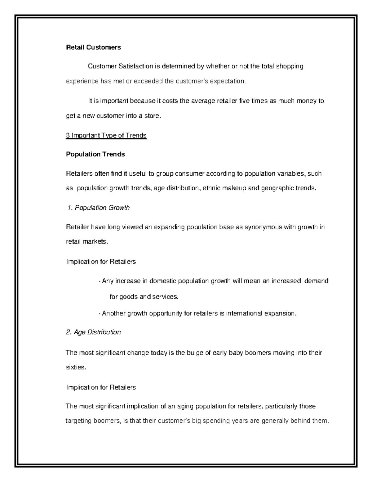 Retail MGMT- Handout 4 - Retail Customers Customer Satisfaction is ...