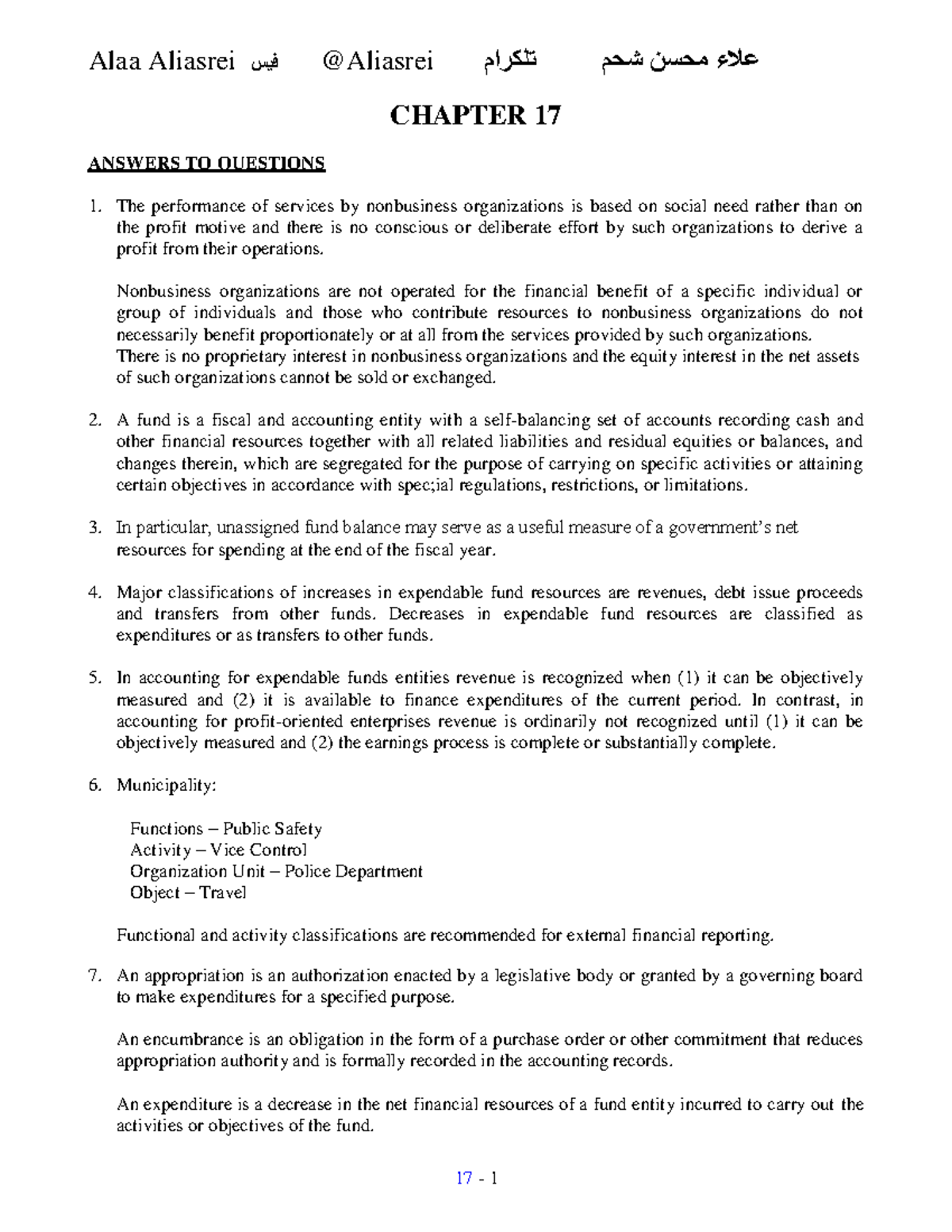 Ch17 - Book Solutions - CHAPTER 17 ANSWERS TO QUESTIONS The performance ...