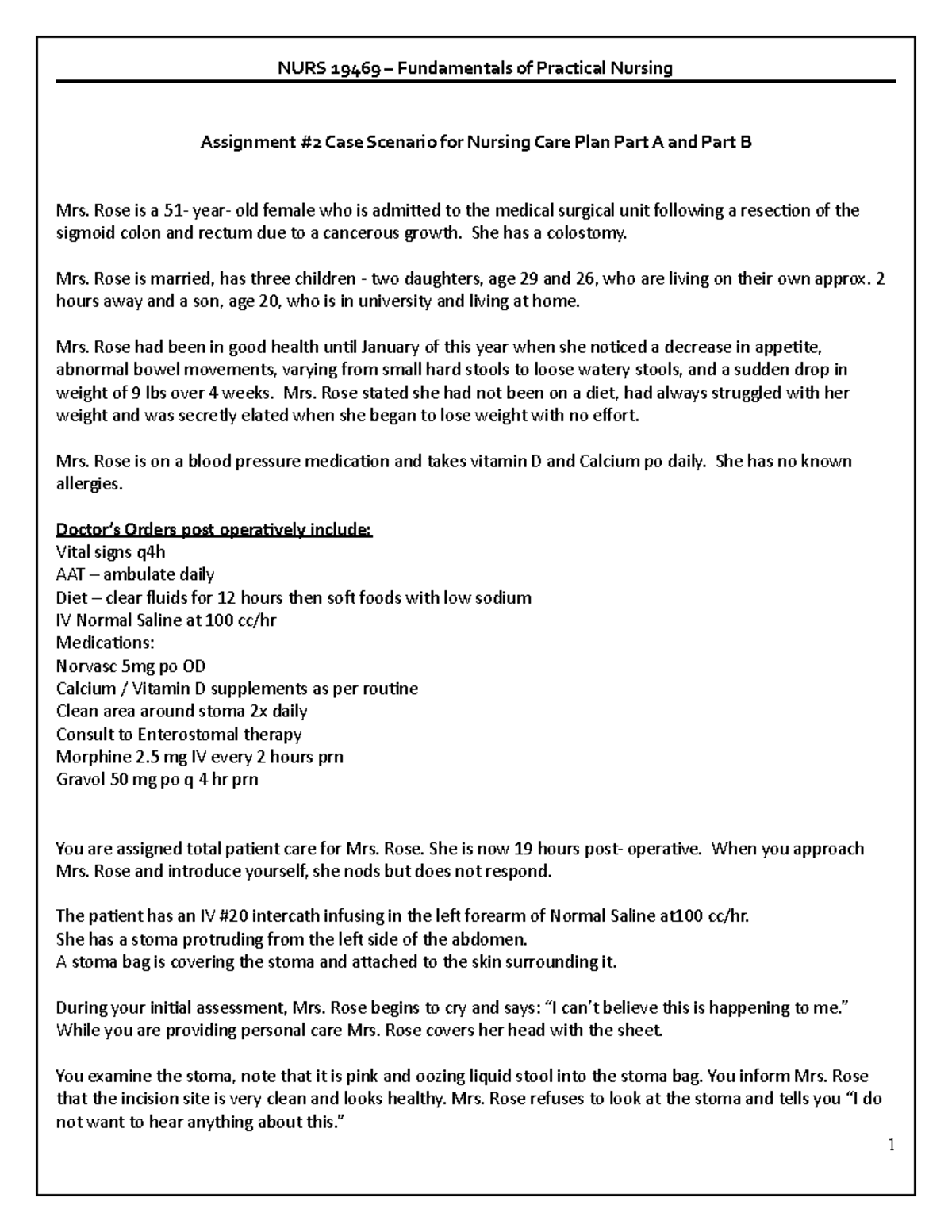 Assignment#2+Nursing+Care+Plan+Case+Scenario 2020 - NURS 19469 ...
