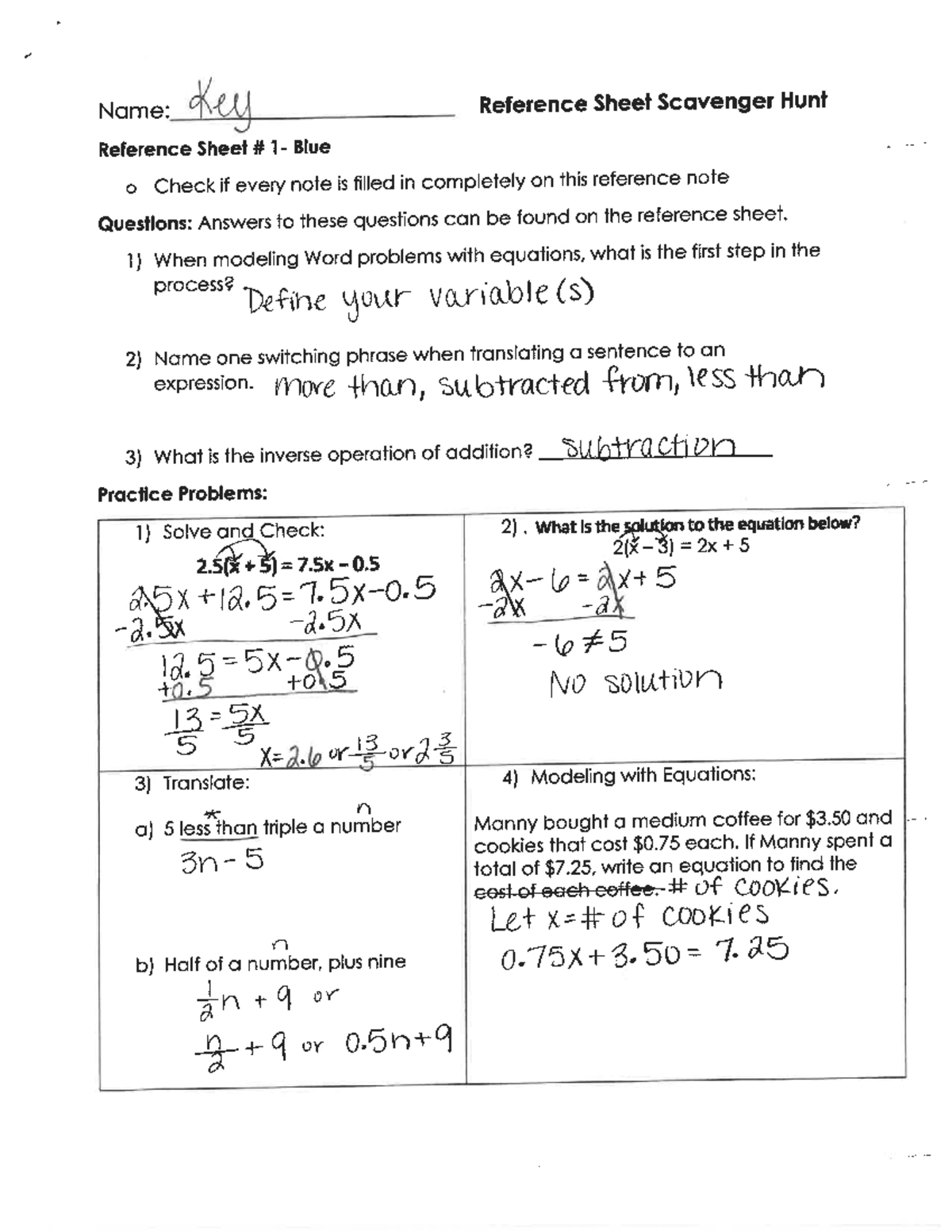 Scavenger Hunt - After Units 1-3 KEY - MATH55 - Studocu