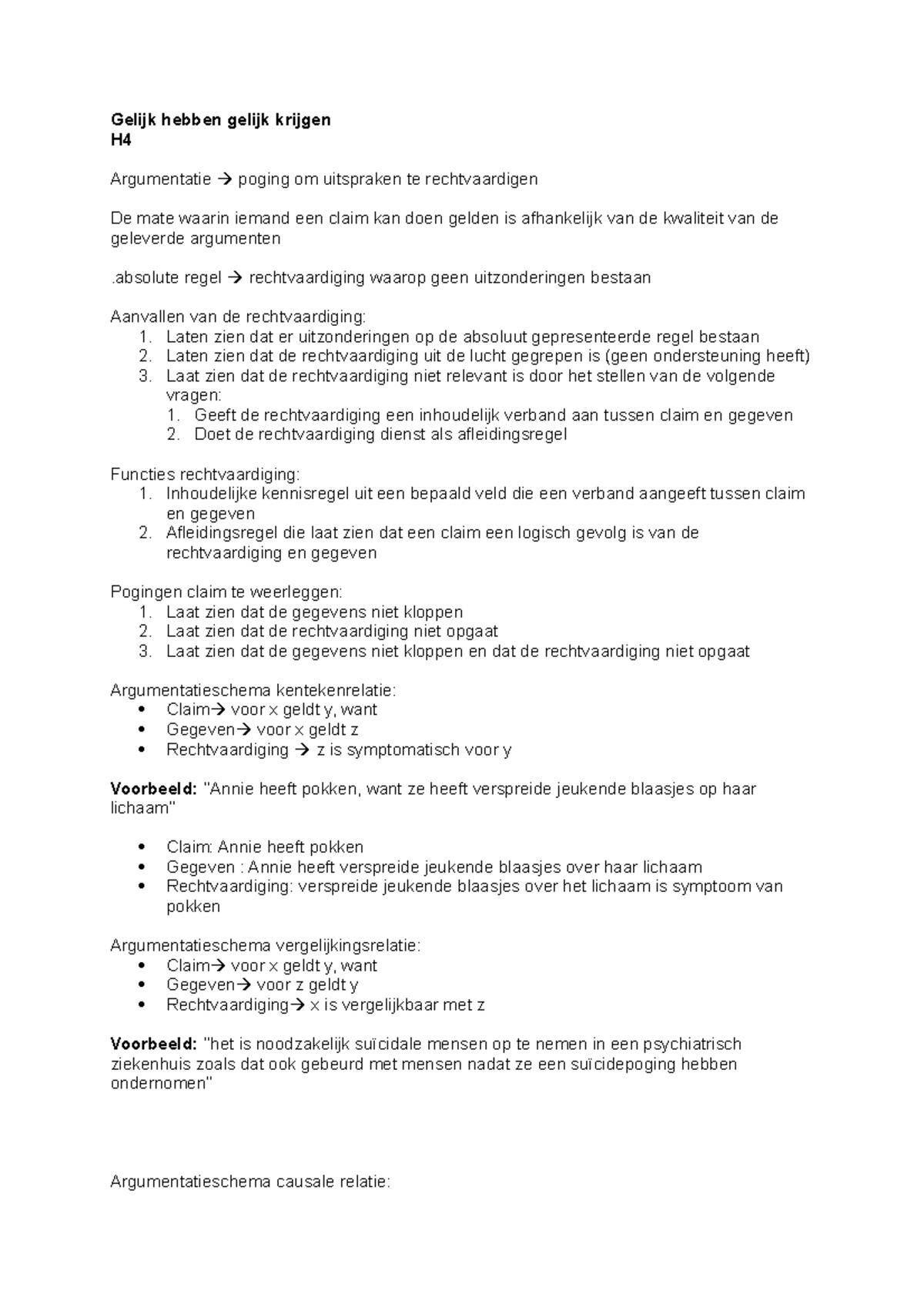 Samenvatting Gelijk Hebben Gelijk Krijgen - Gelijk hebben gelijk krijgen H4 Argumentatie poging ...