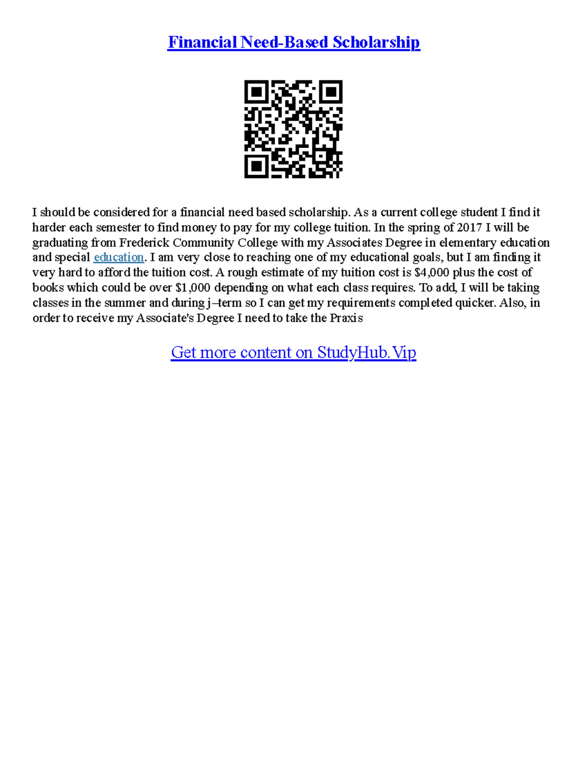 Scholarship Need Essay - Financial Need-Based Scholarship I should be ...