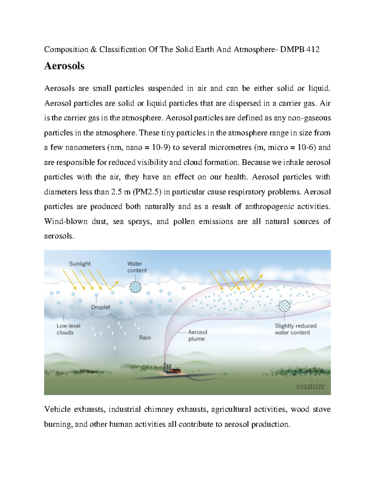Aerosols - Composition & Classification Of The Solid Earth And ...
