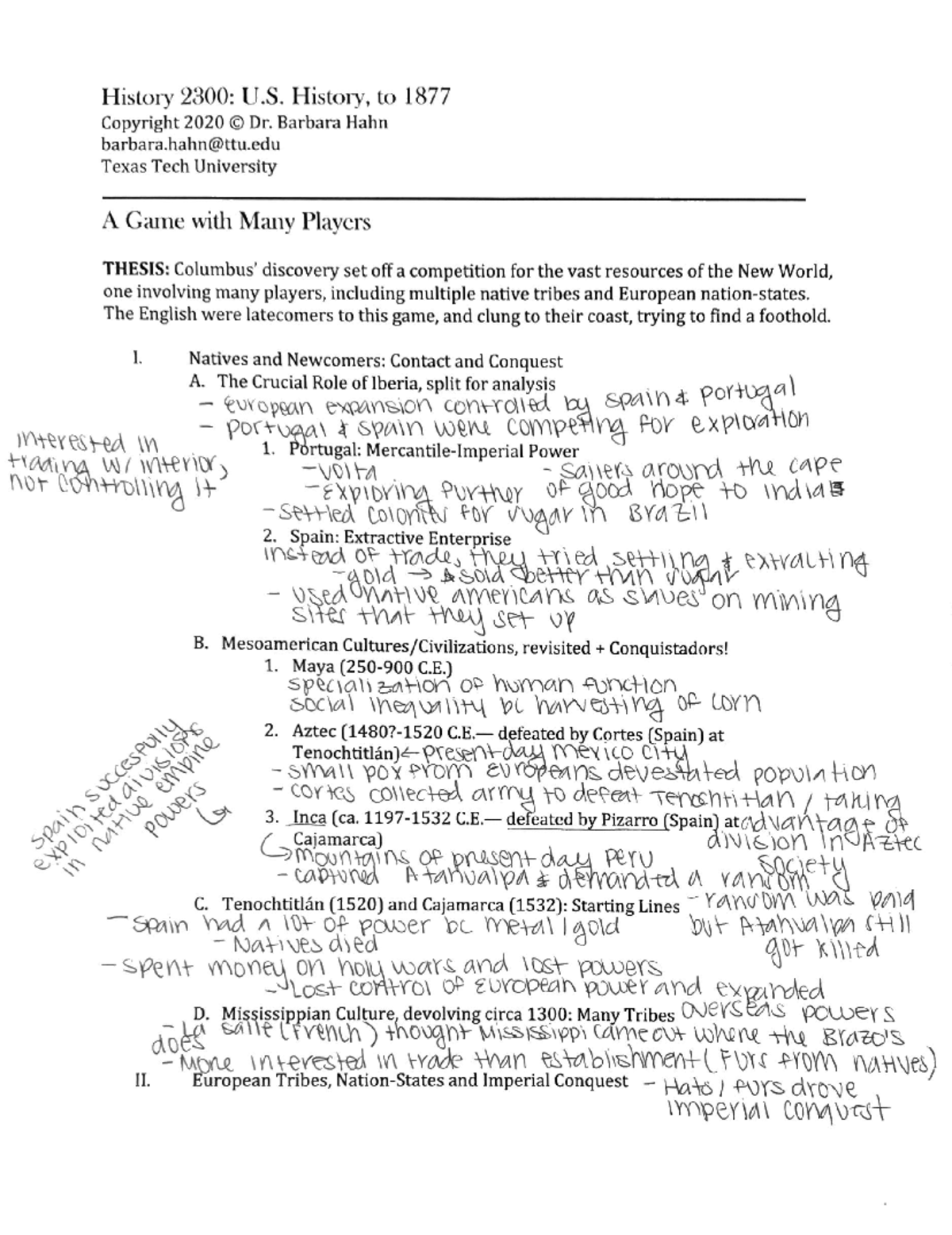 A game with many players - History 2300: U. History, to 1877 Copyright ...