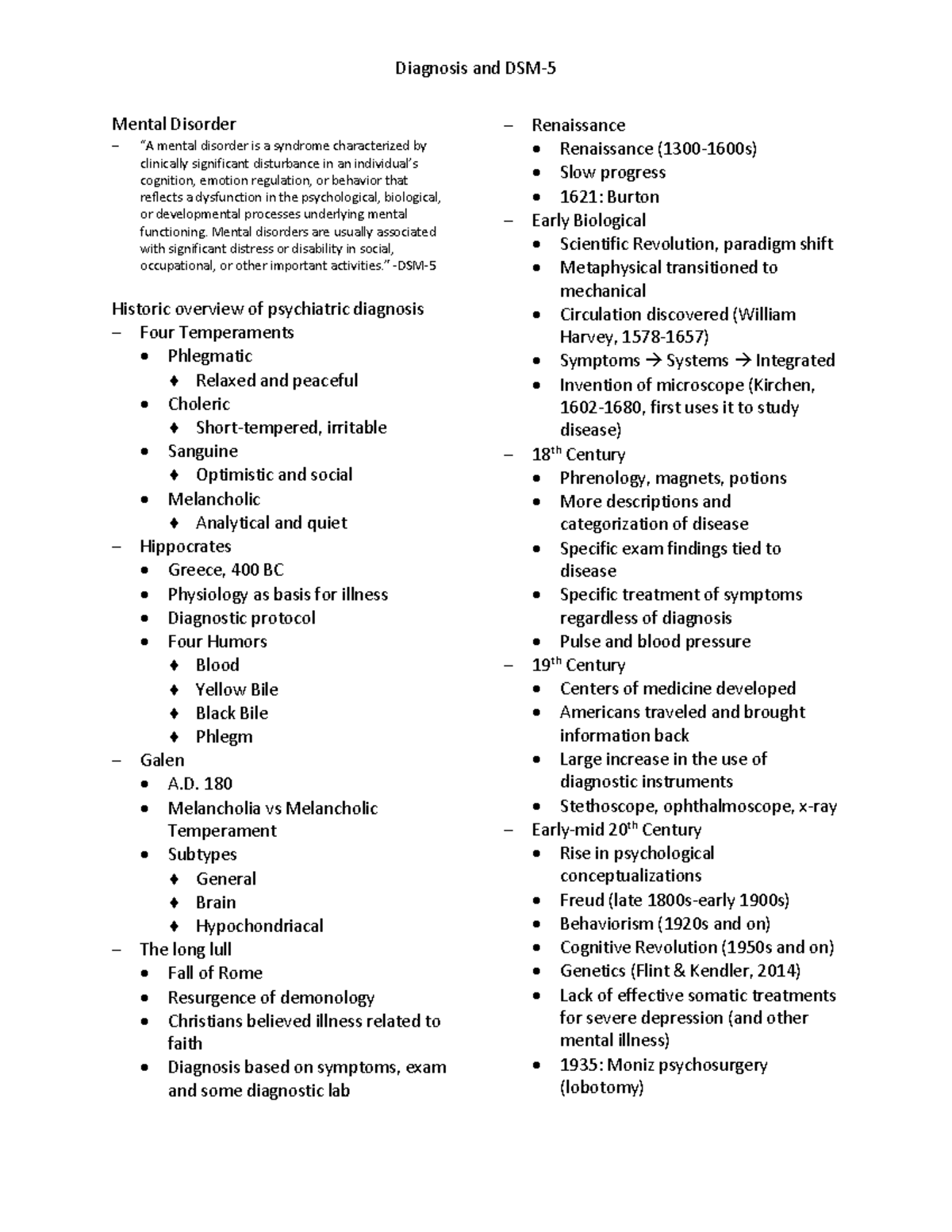 Diagnosis and DSM-5 Study Guide - Mental Disorder “A mental disorder is ...