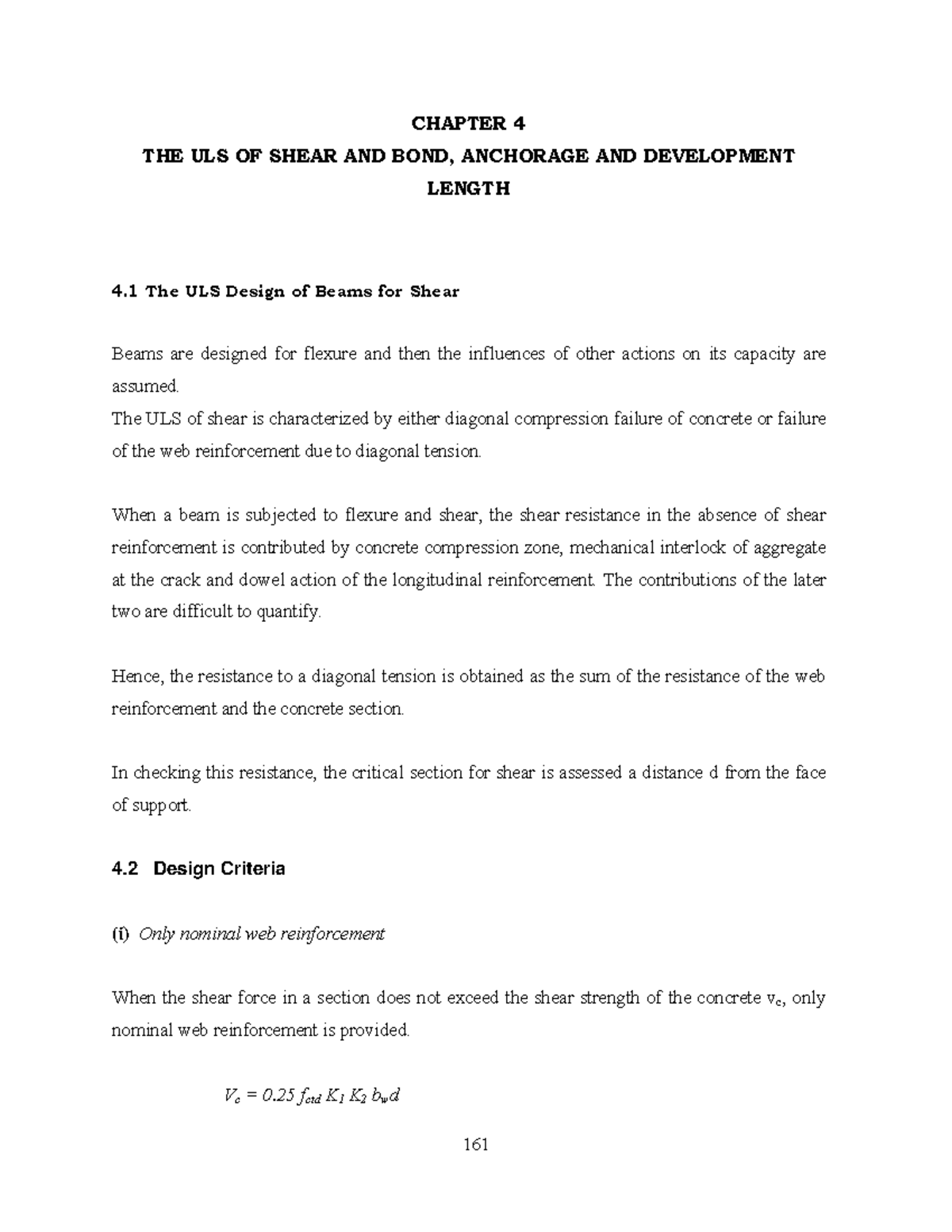 Chapter 4 THE ULS OF Shear AND Diagonal Tension - CHAPTER 4 THE ULS OF ...