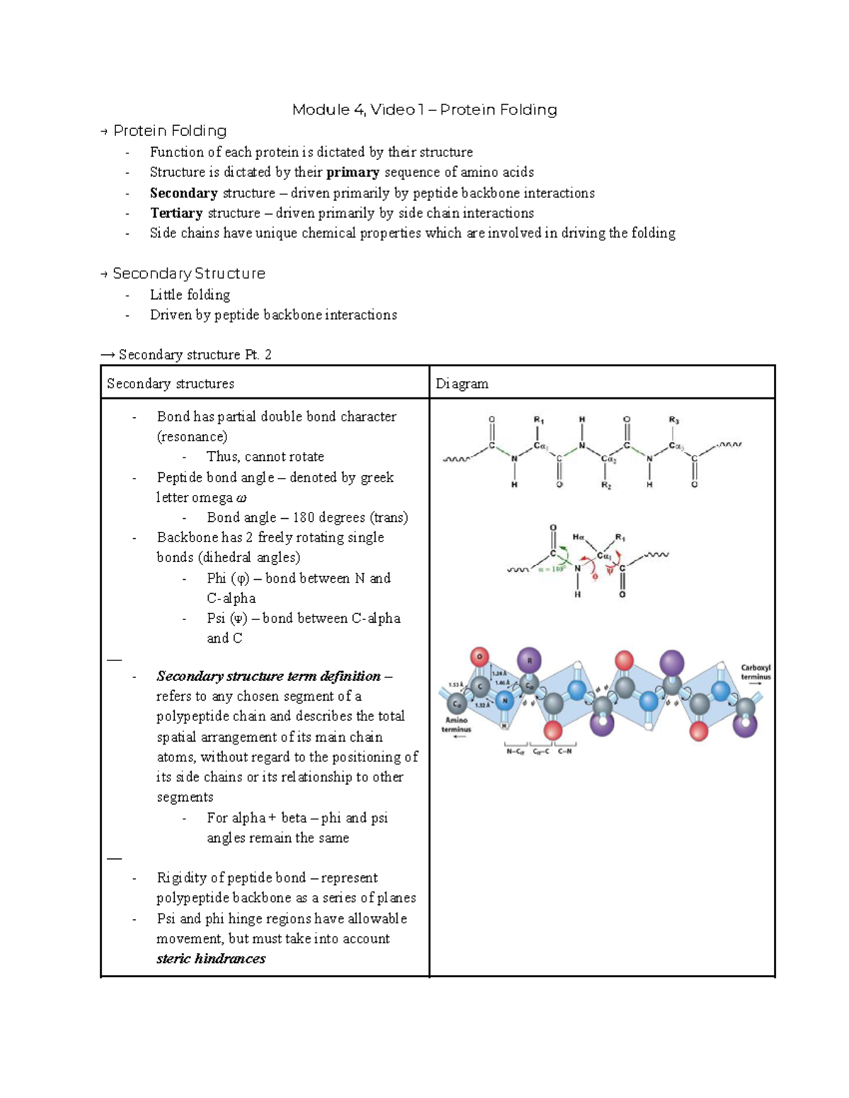 Module 4, Video 1 – Protein Folding - Module 4, Video 1 – Protein ...