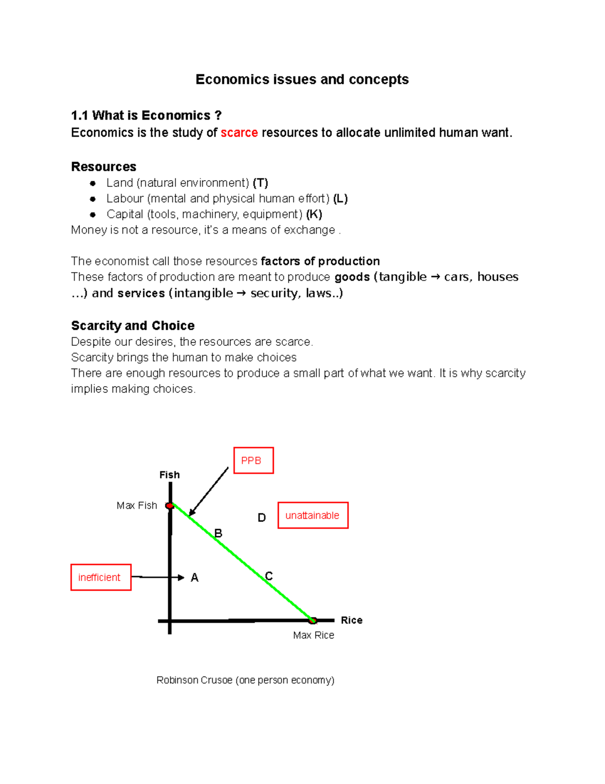 ECON 201 - Chapter 1 - Good notes from the class - Economics issues and ...