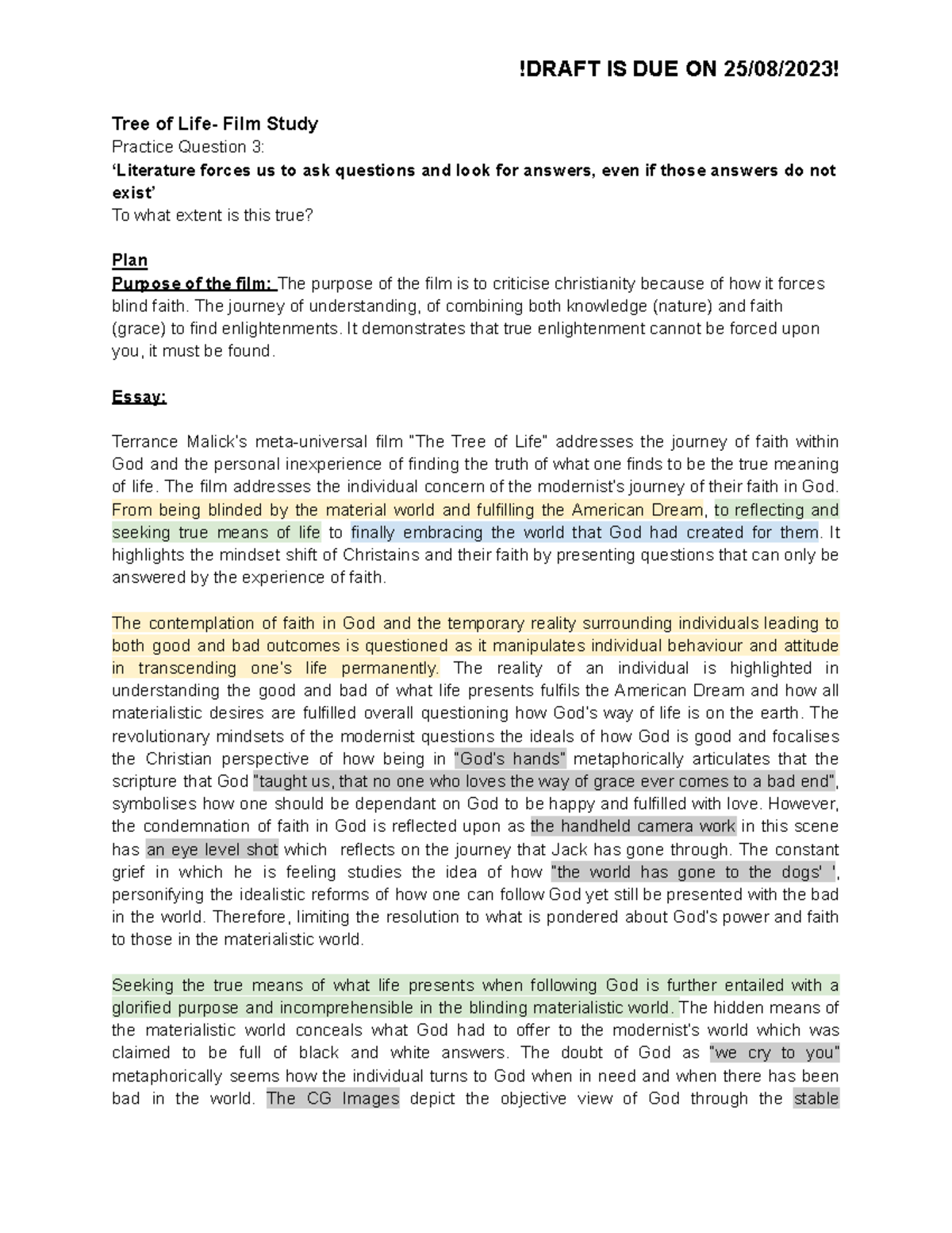 Prac Essay Eng Pre-Lim 25 08 2023 - !DRAFT IS DUE ON 25/08/2023! Tree ...