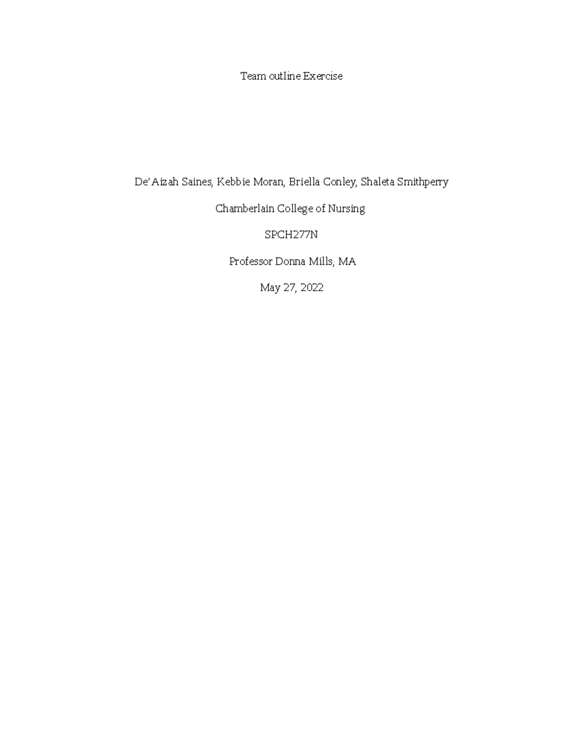 Team outline exercise - PLEASE USE AS REFERENCE NOT COPY. - Team ...