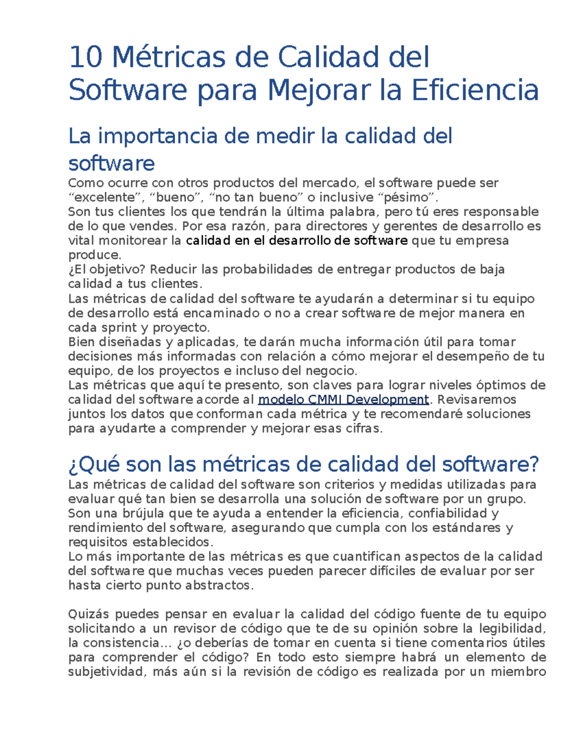 10 Métricas de Calidad del Software para Mejorar la Eficiencia clases ...