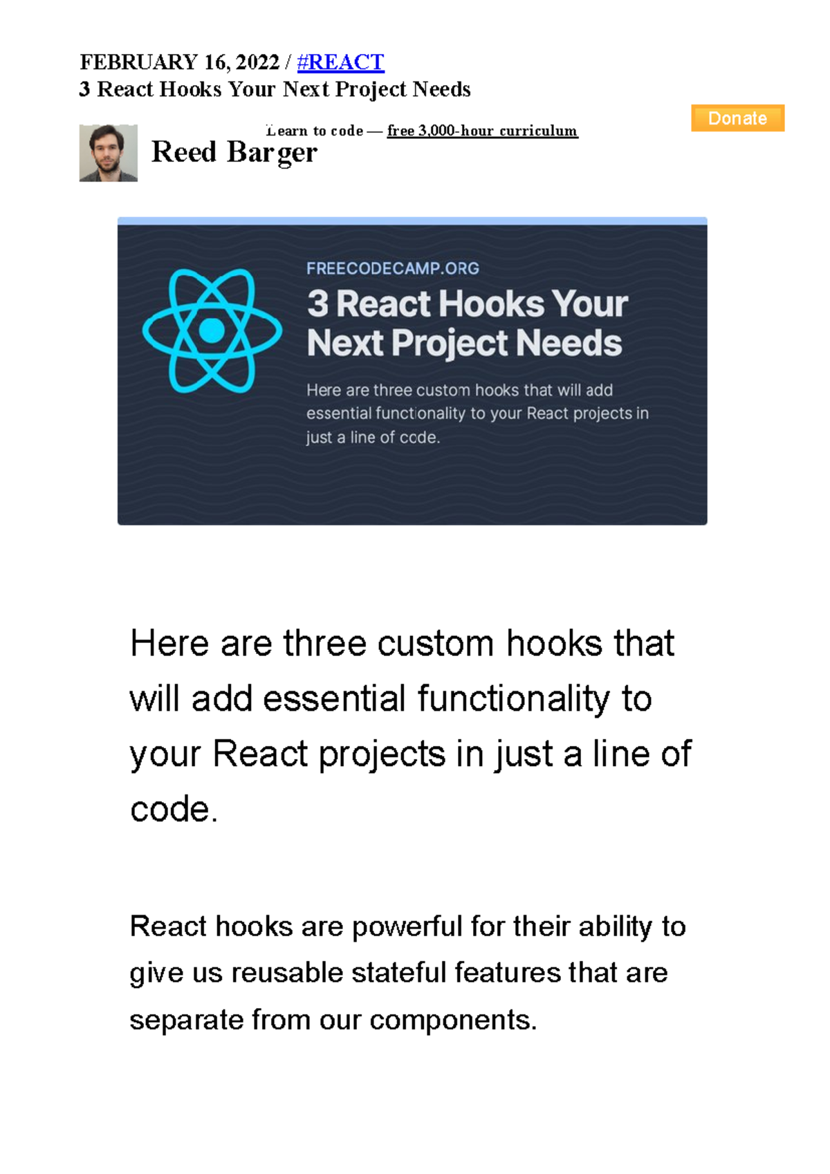 React hooks your next project needs - FEBRUARY 16, 2022 /#REACT - Studocu