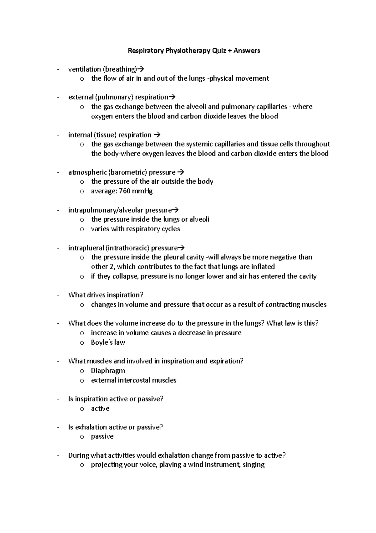 Respiratory Physiotherapy Quiz and answers - Respiratory Physiotherapy ...