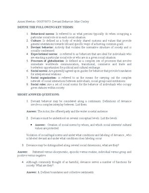 Deviant Behavior Chapter 5 Reading Assignment - Annes Newton-G00378073-Mae Conley-Deviant ...