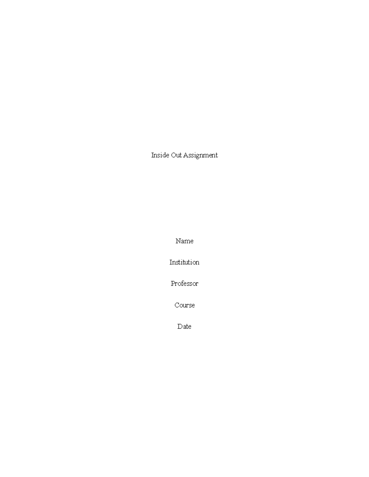 Inside out movie assign - Inside Out Assignment Name Institution ...