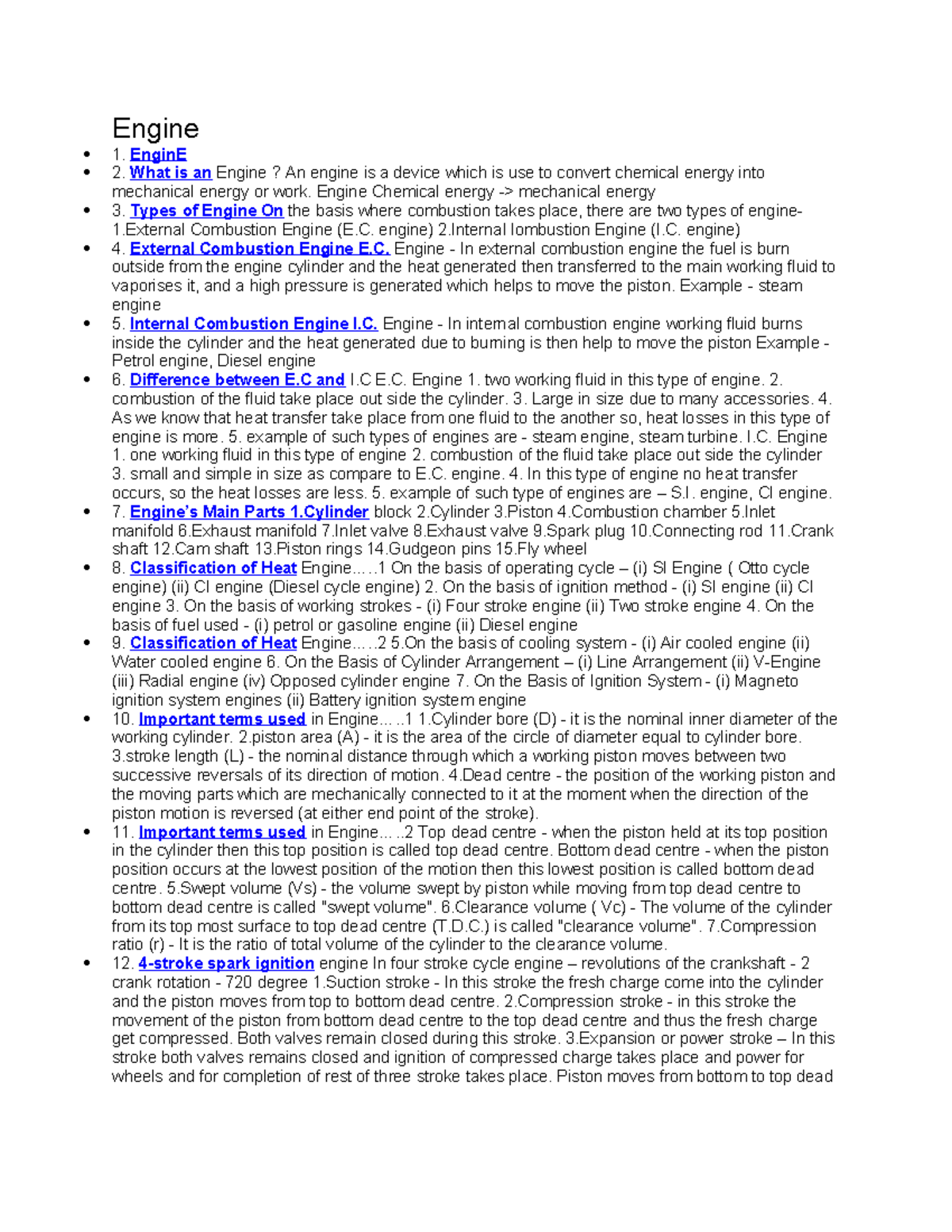 TGY 1 What is Engine 1 - Notes - Engine 1. EnginE 2. What is an Engine ...