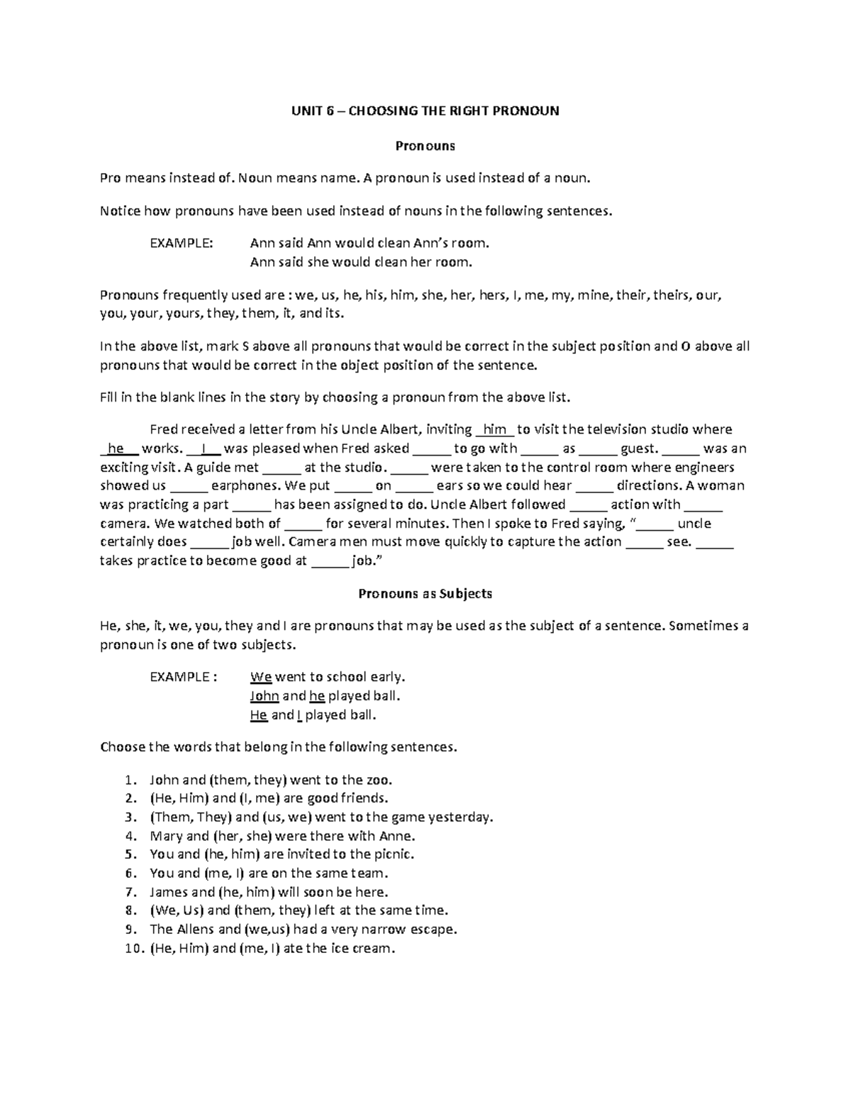 Microsoft Word Unit 6 English Packets - UNIT 6 – CHOOSING THE RIGHT ...