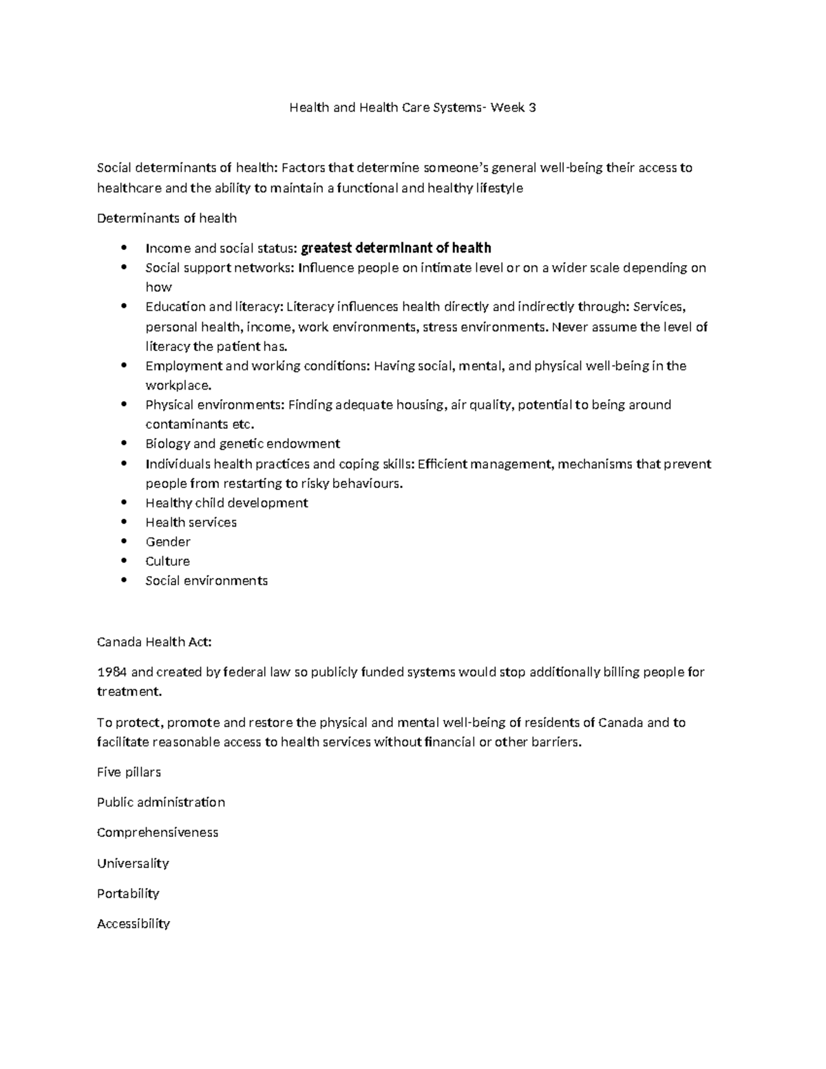 Week 3 of Intro to Health and Healing - Health and Health Care Systems ...