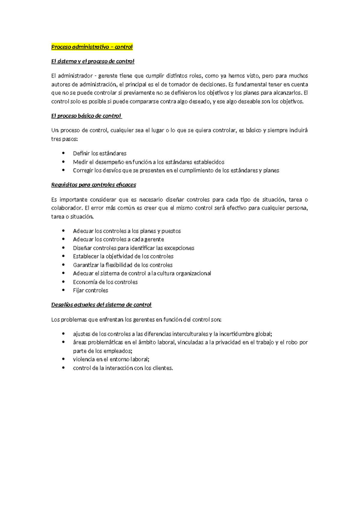 Resumen administracion modulos 3 y 4 - Proceso administrativo – control El sistema y el proceso ...