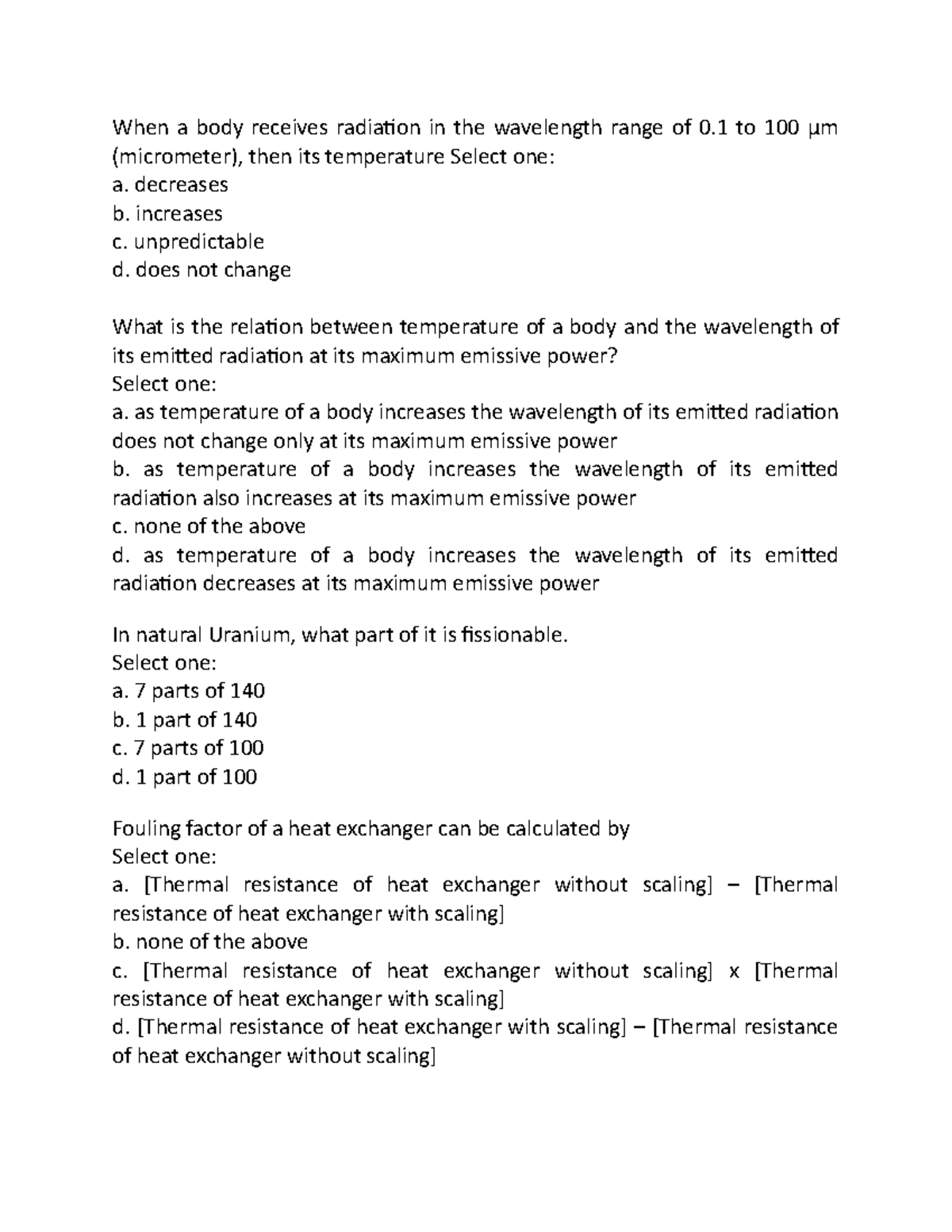 Mechanical Engineering Questions (28) - When a body receives radiation ...