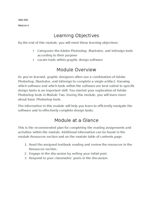 Notes - GRA- Module 3 Learning Objectives By the end of this module ...