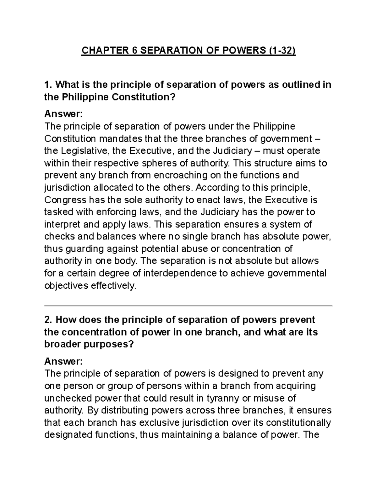 Consti Law Midterm Possible Questions with Answers - CHAPTER 6 ...