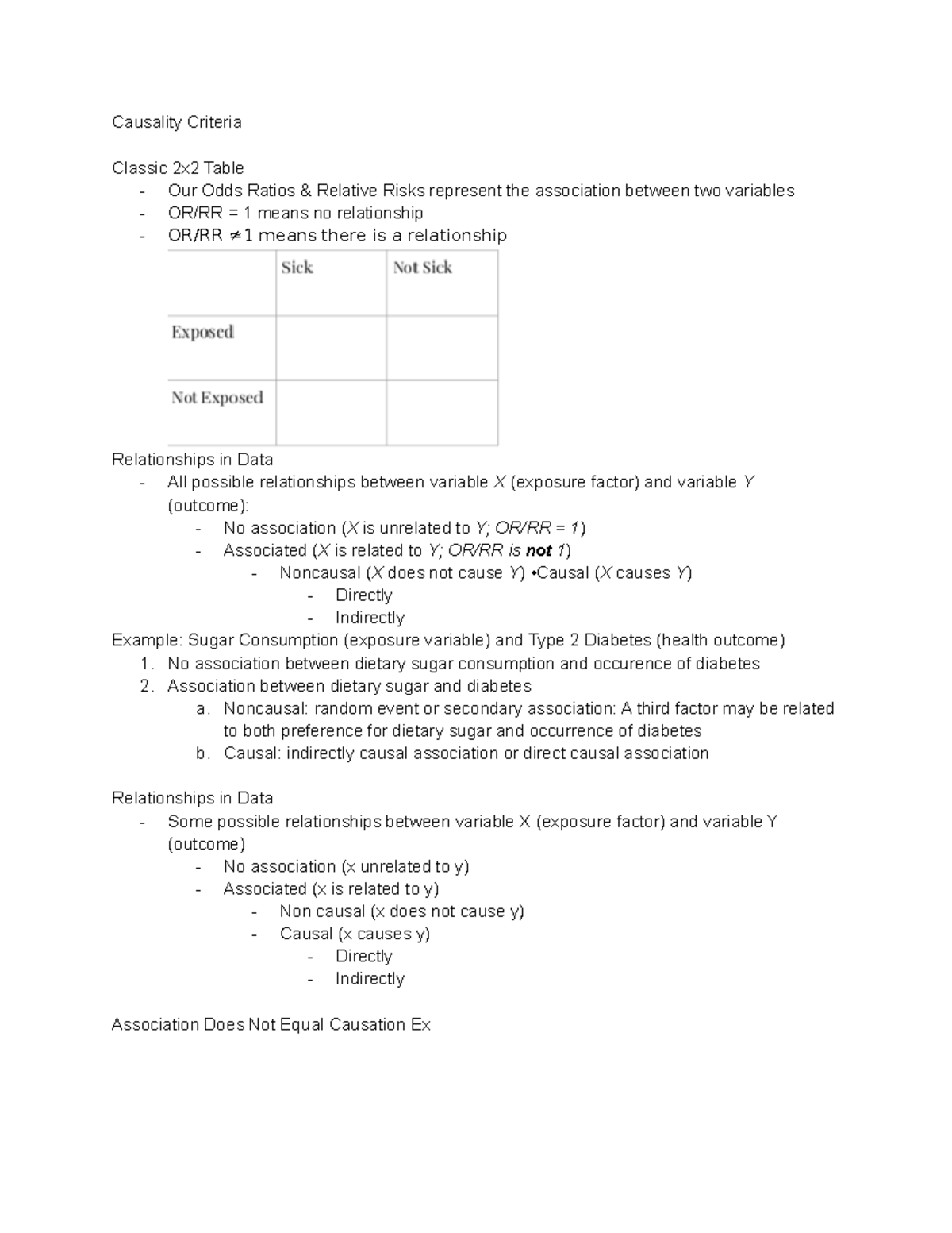 Causality Criteria - Causality Criteria Classic 2x2 Table Our Odds ...