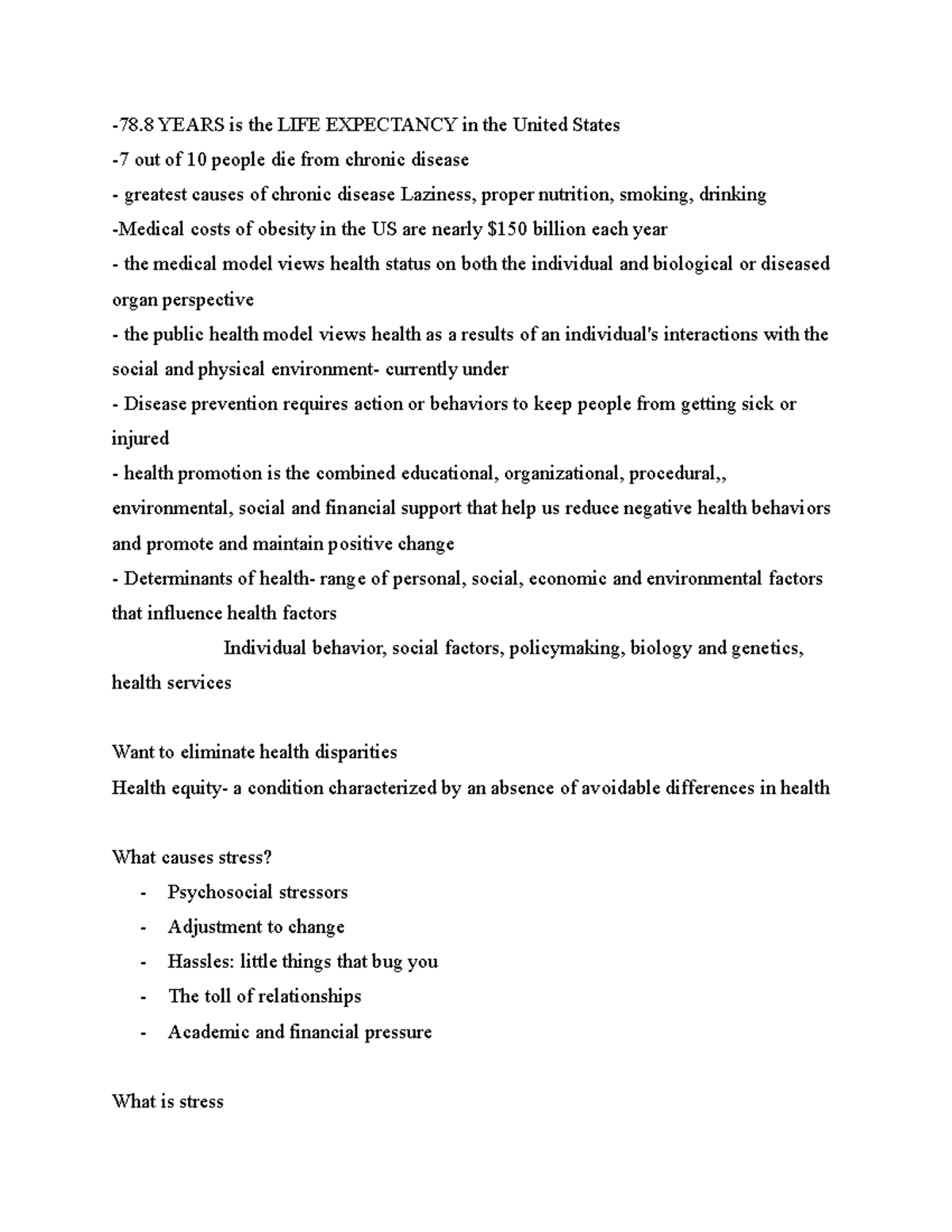 Personal health managment -78 YEARS is the LIFE EXPECTANCY in the ...