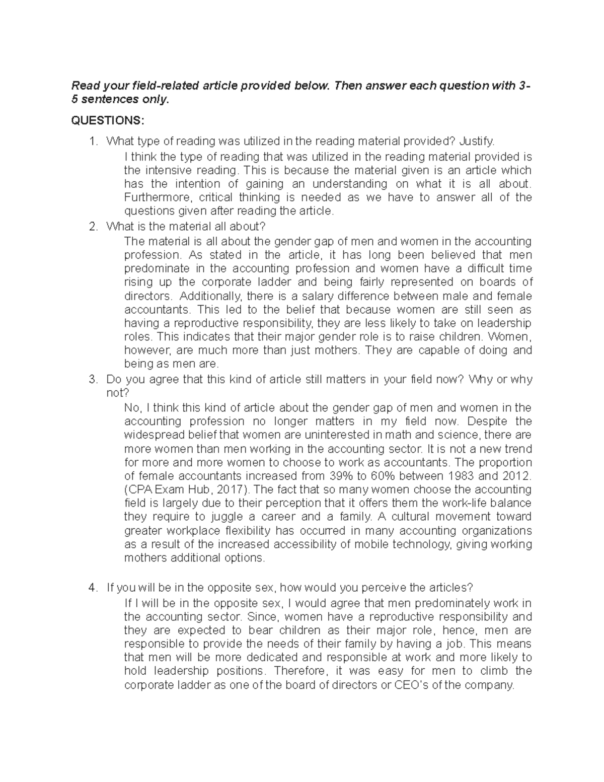 EOP - English - Read your field-related article provided below. Then ...