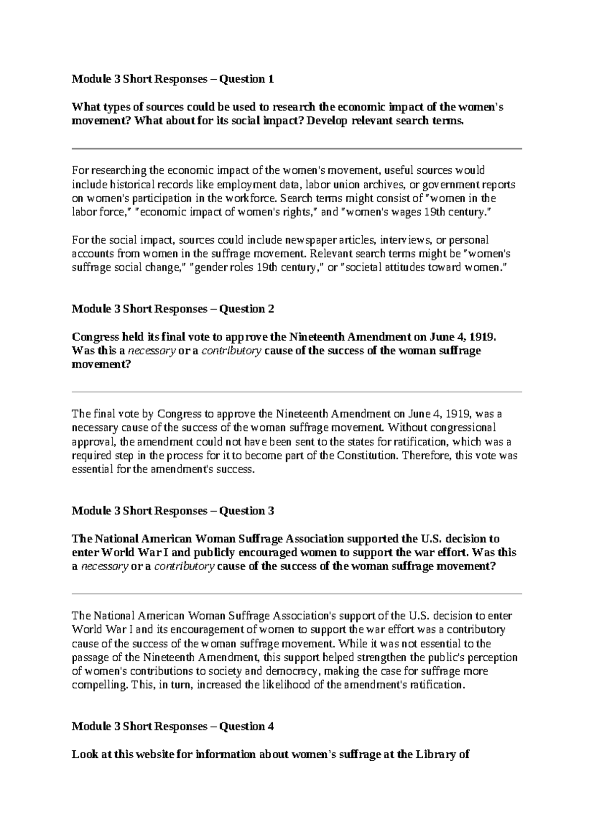 Module 3 short responses - Module 3 Short Responses – Question 1 What ...