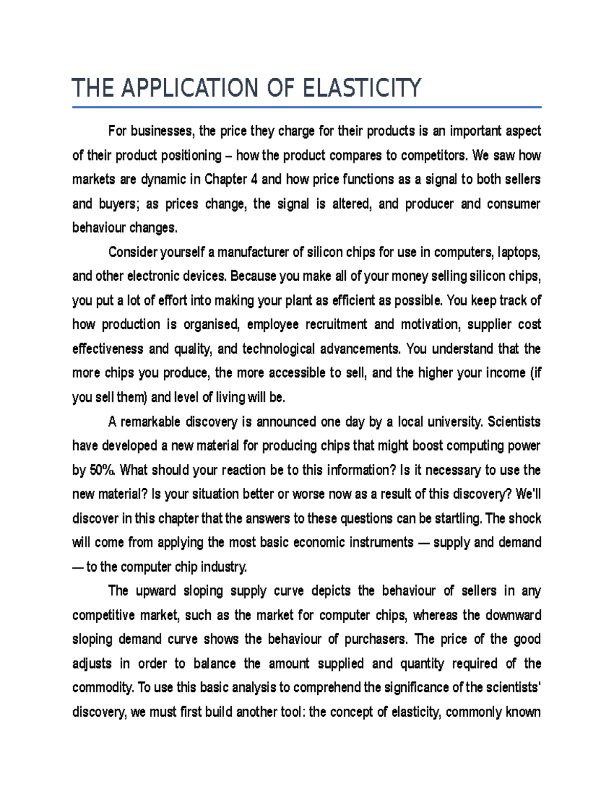 THE Application OF Elasticity - THE APPLICATION OF ELASTICITY For ...