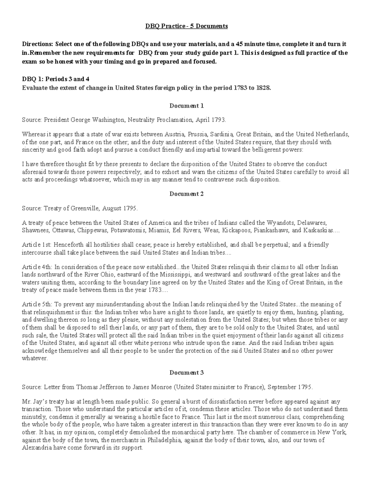 20 DBQ - 5 doc - DBQ Practice - 5 Documents Directions: Select one of ...